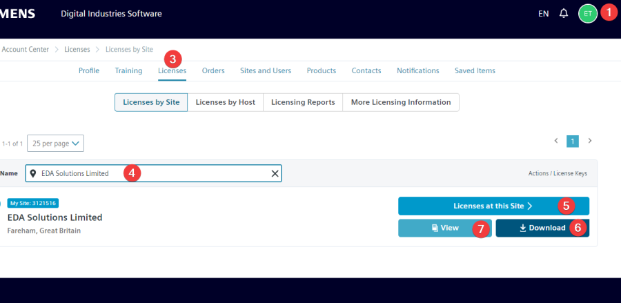 Finding License File from the Siemens Support Center | EDA Solutions